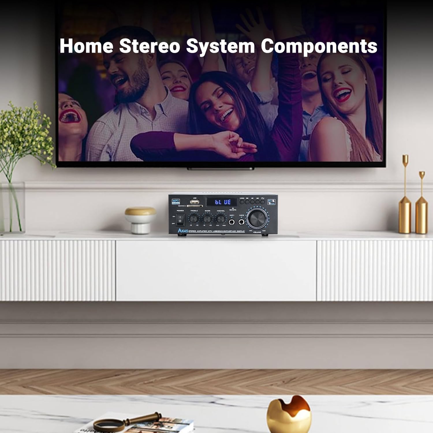 Amplificator audio tip statie cu Bluetooth, HaploS, Functie karaoke ...