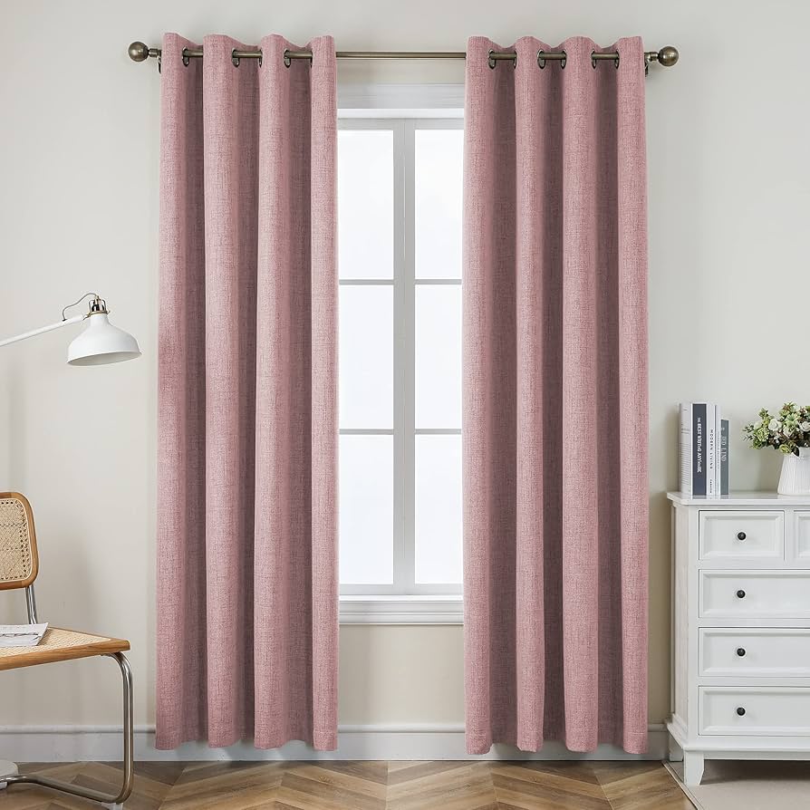 Set 2 perdele Cucraf, 140 x 240 cm, cu inele, culoare roz - eMAG.ro