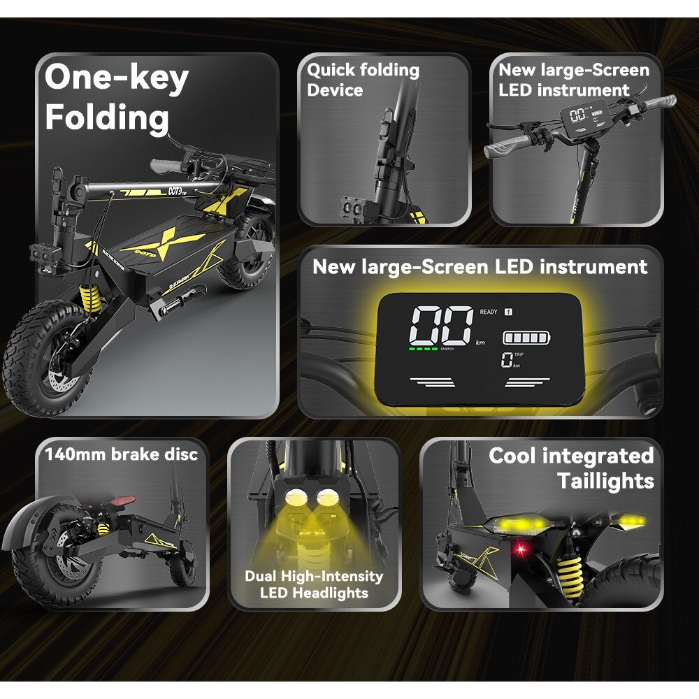 Trotineta electrica OOTD T10, viteza maxima de 50 km/h, distanta maxima ...