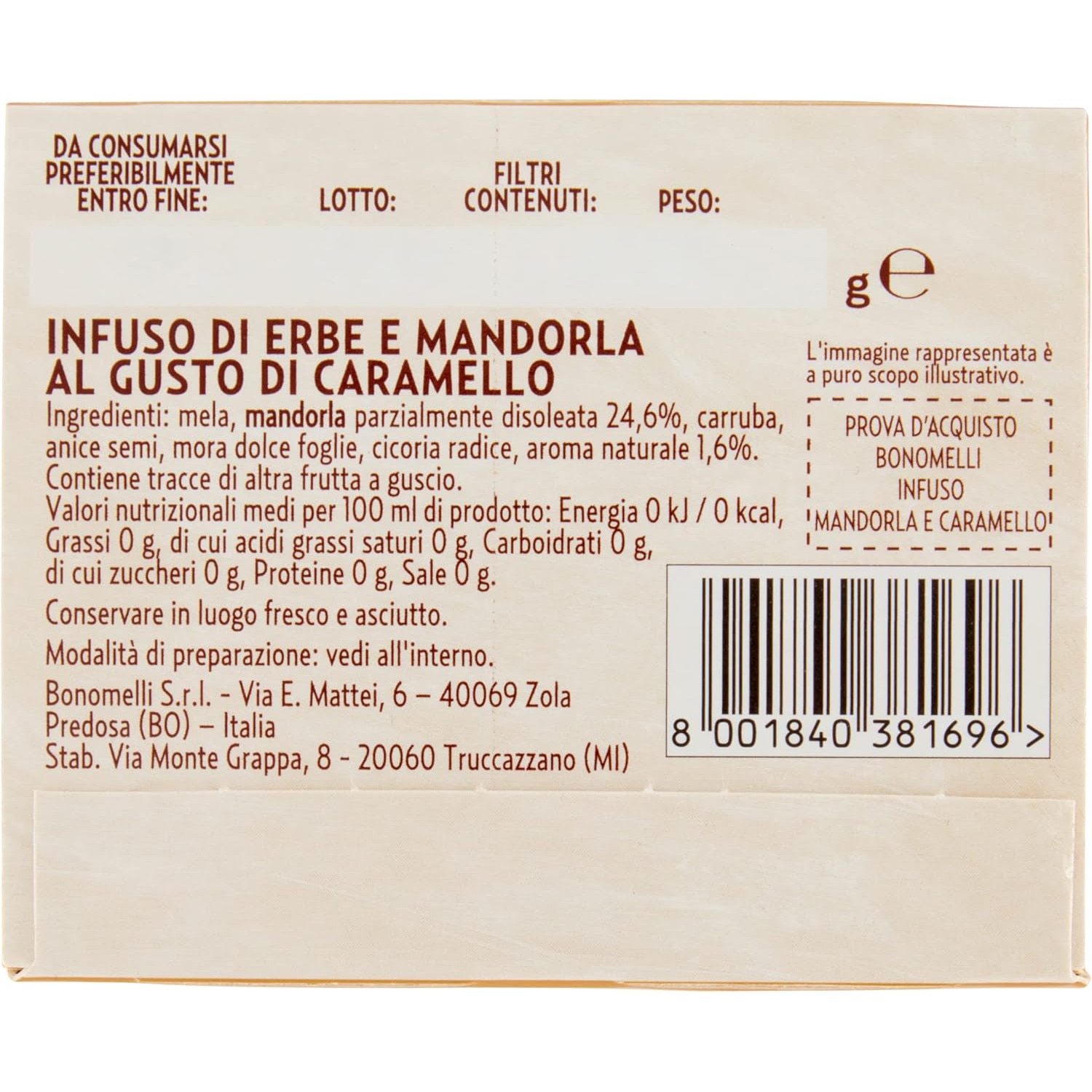 Mandulával és karamellel ízesített tea, Bonomelli 20g - eMAG.hu