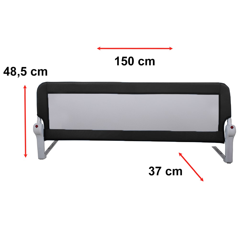 Bariera de protectie pentru pat, rabatabila, Guimo, 150x48 cm, Negru ...