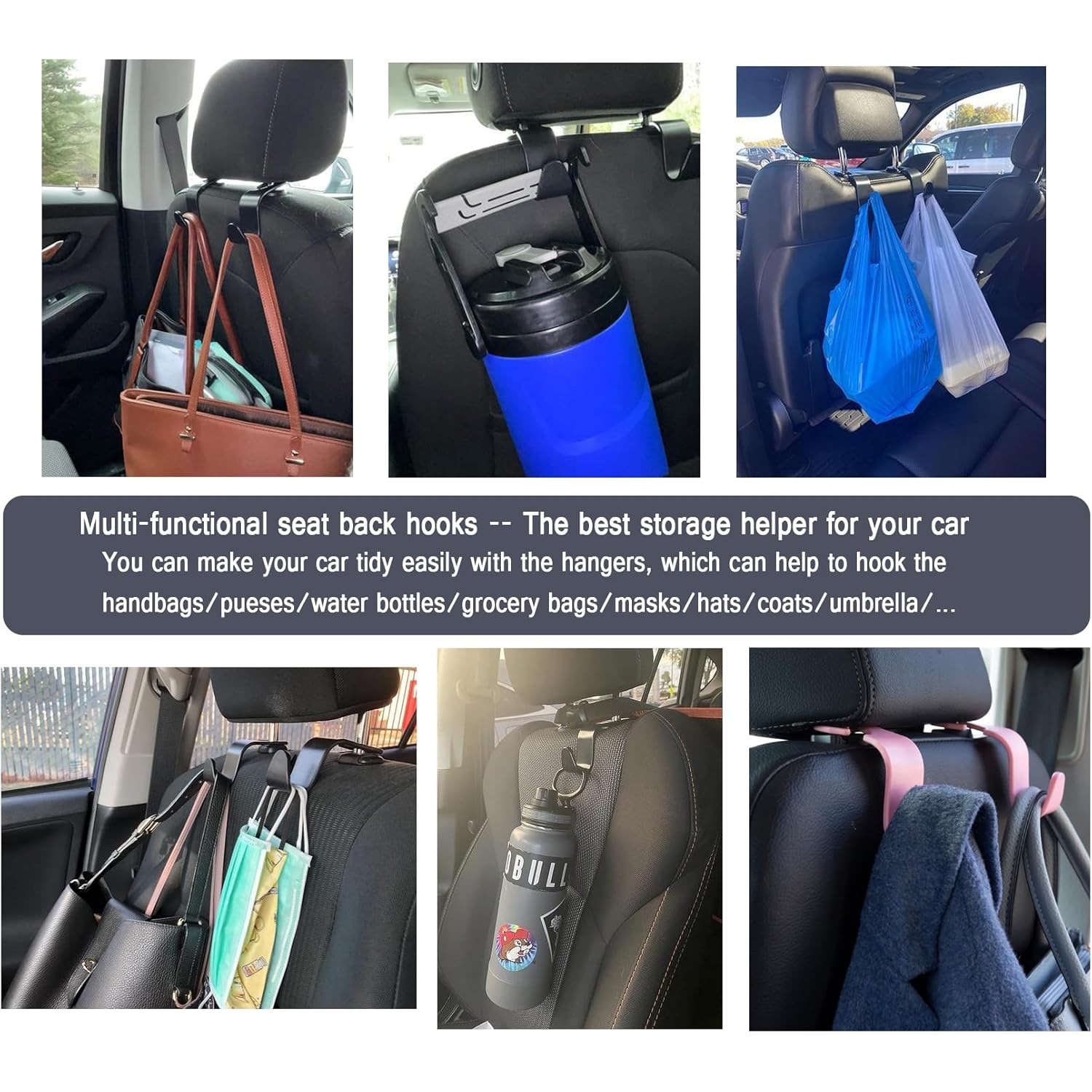 Carlig auto pentru capul scaunului, set 4 bucati, organizator pentru ...