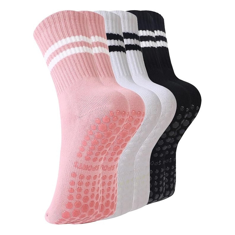 Sosete dama antiderapante pentru Pilates, 3 perechi, bumbac, marime 35 ...
