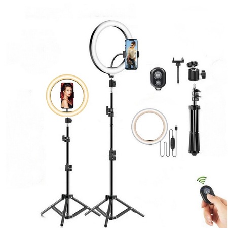 Lampa Circulara SkyTechs® Ring Light, 30 cm SMD 116 x LED stativ masa ...
