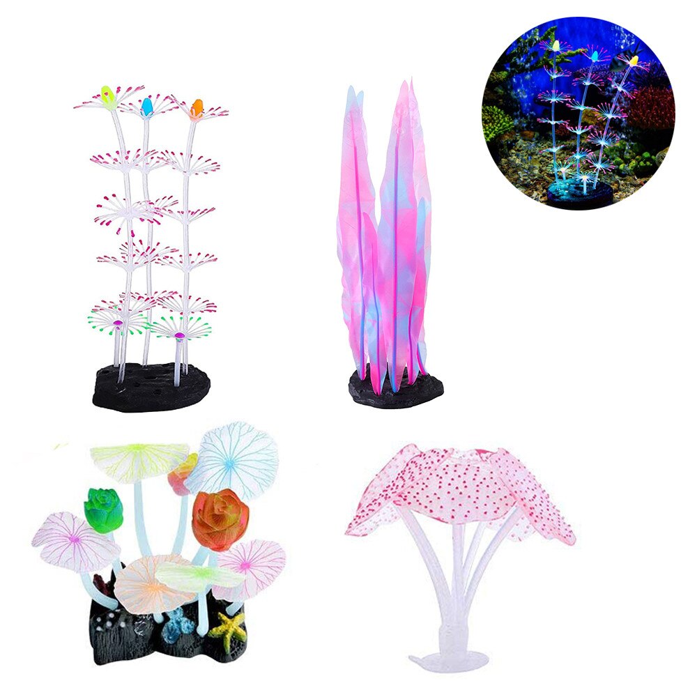 Set 4 decoratiuni meduze acvariu silicon multicolor 10x10x15cm - eMAG.ro