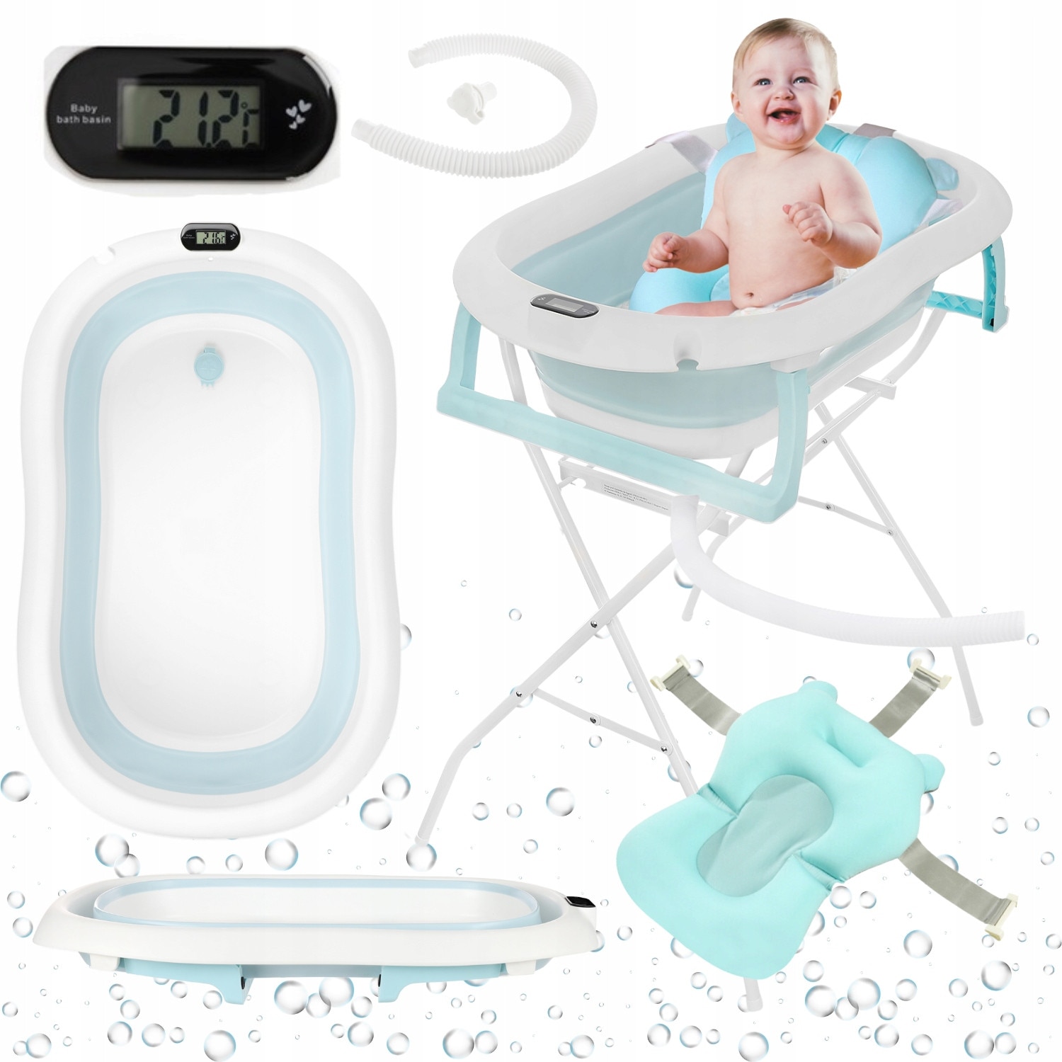 Cadita pliabila PREMIUM pentru bebelusi cu suport stabil, termometru ...