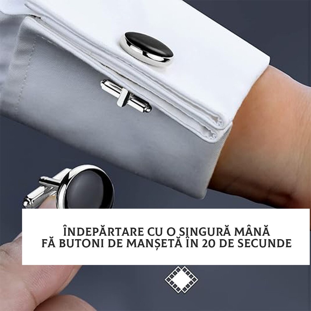 Set butoni camasa elegant, rotunzi, cupru, cu cutie neagra pentru ...
