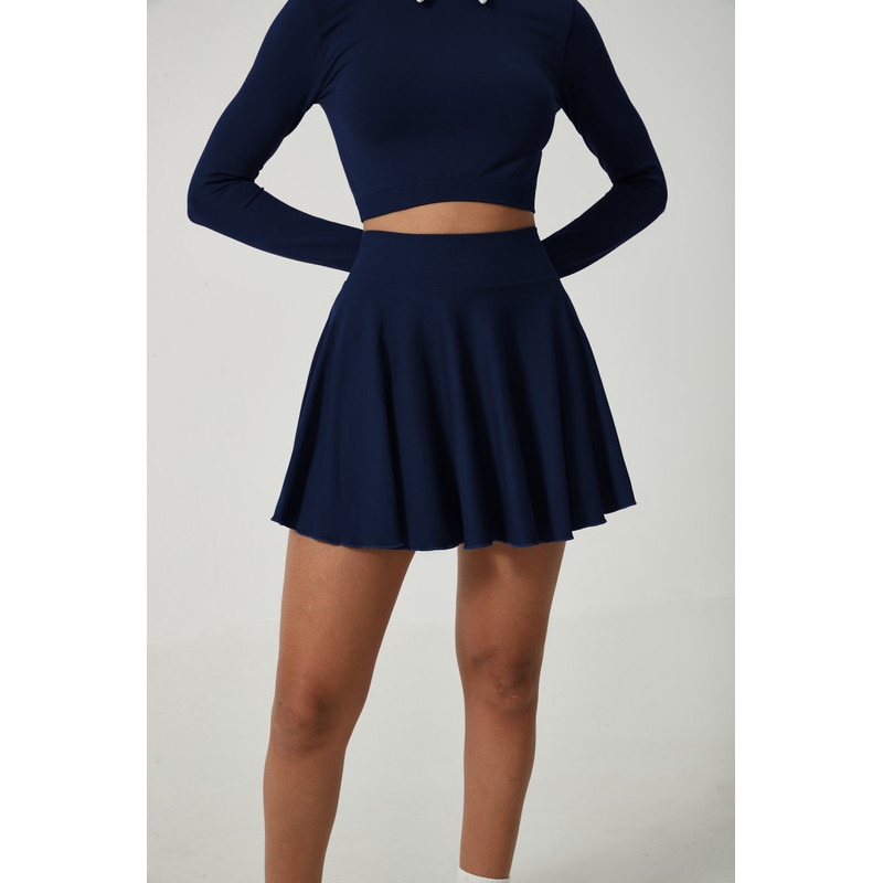 Fusta sport dama, tenis, plisata, albastra, marime L, cu buzunare - eMAG.ro
