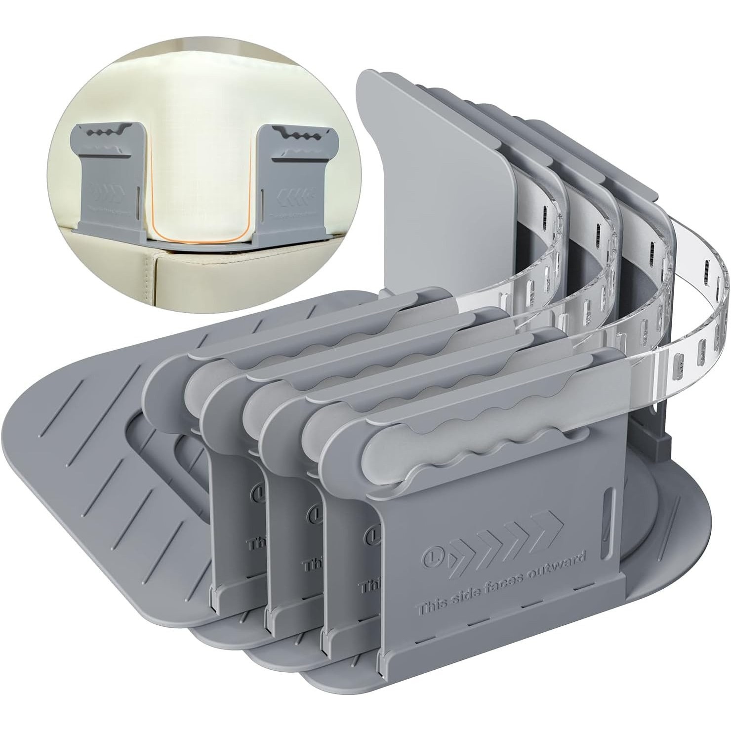 Set de 4 suporturi pentru cearceafuri, design cu colturi deschise, gri ...