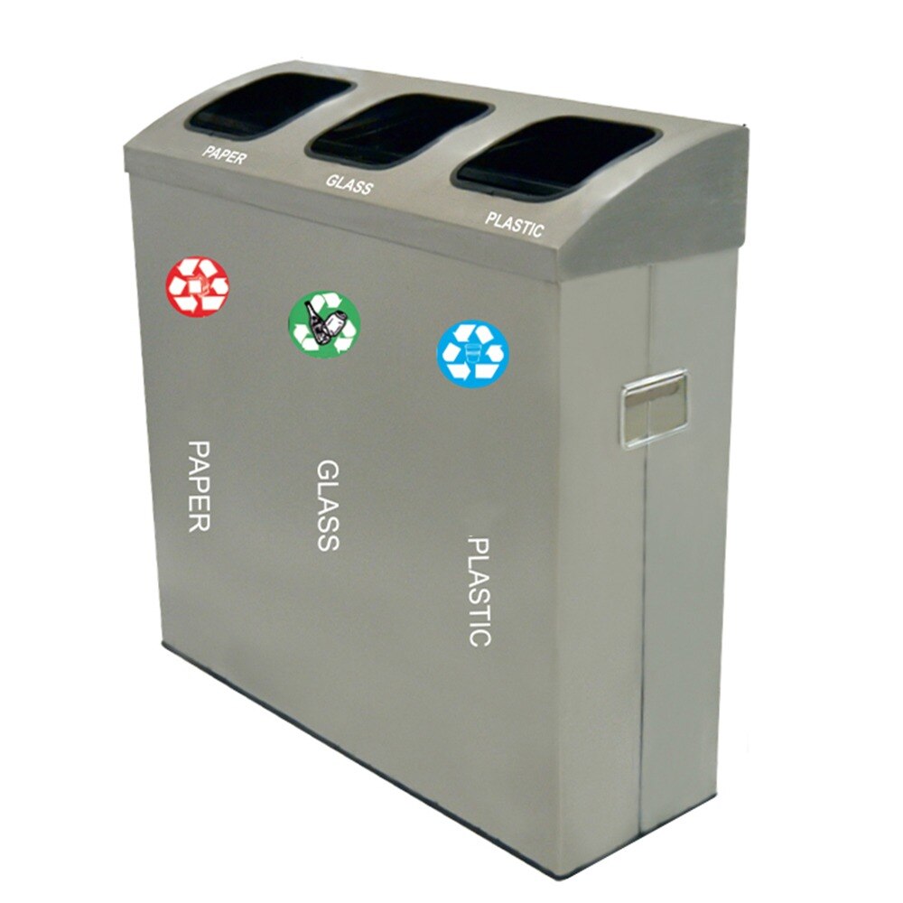Set 3 cosuri gunoi inox colectare selectiva, cos reciclare gunoi - 3*54 ...