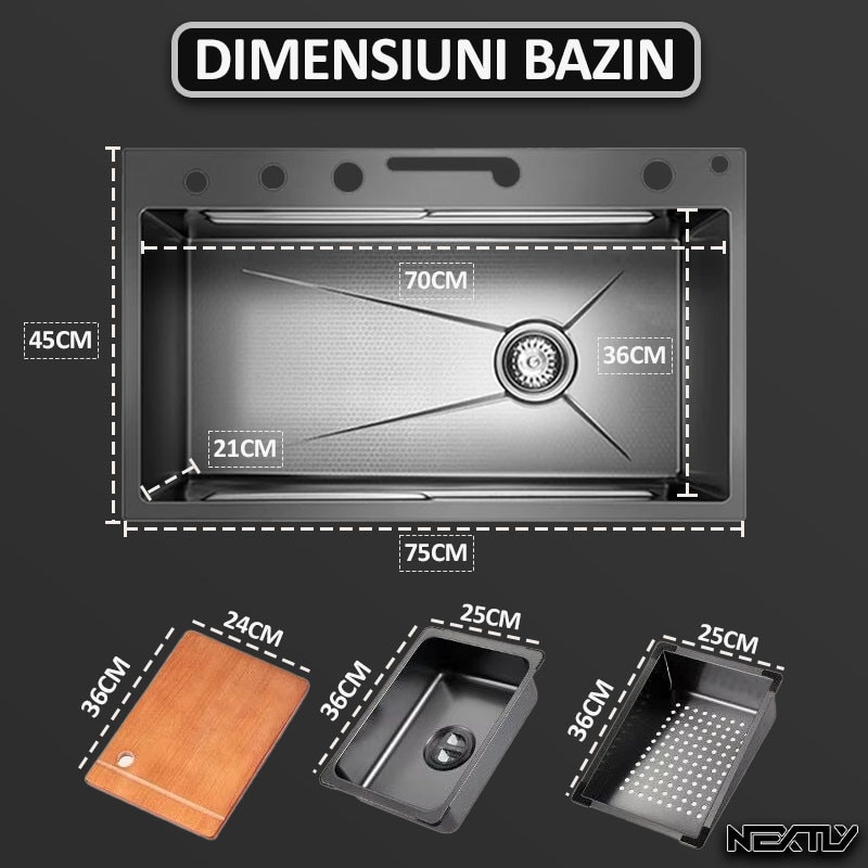 Set chiuveta multifunctionala smart, NEXTLY, afisaj digital, doua ...