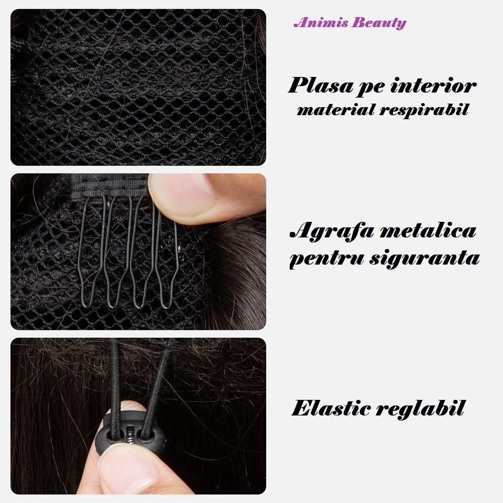 Extensie de par tip coada, Maro cu suvite Ciocolatii, 80 cm, prindere ...