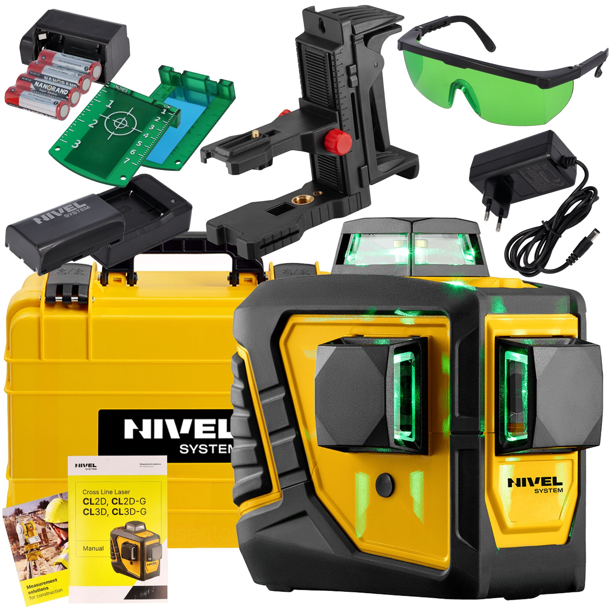 Nivela laser cu laser in cruce, Nivel System CL3D-G, verde, 3x 360, set ...