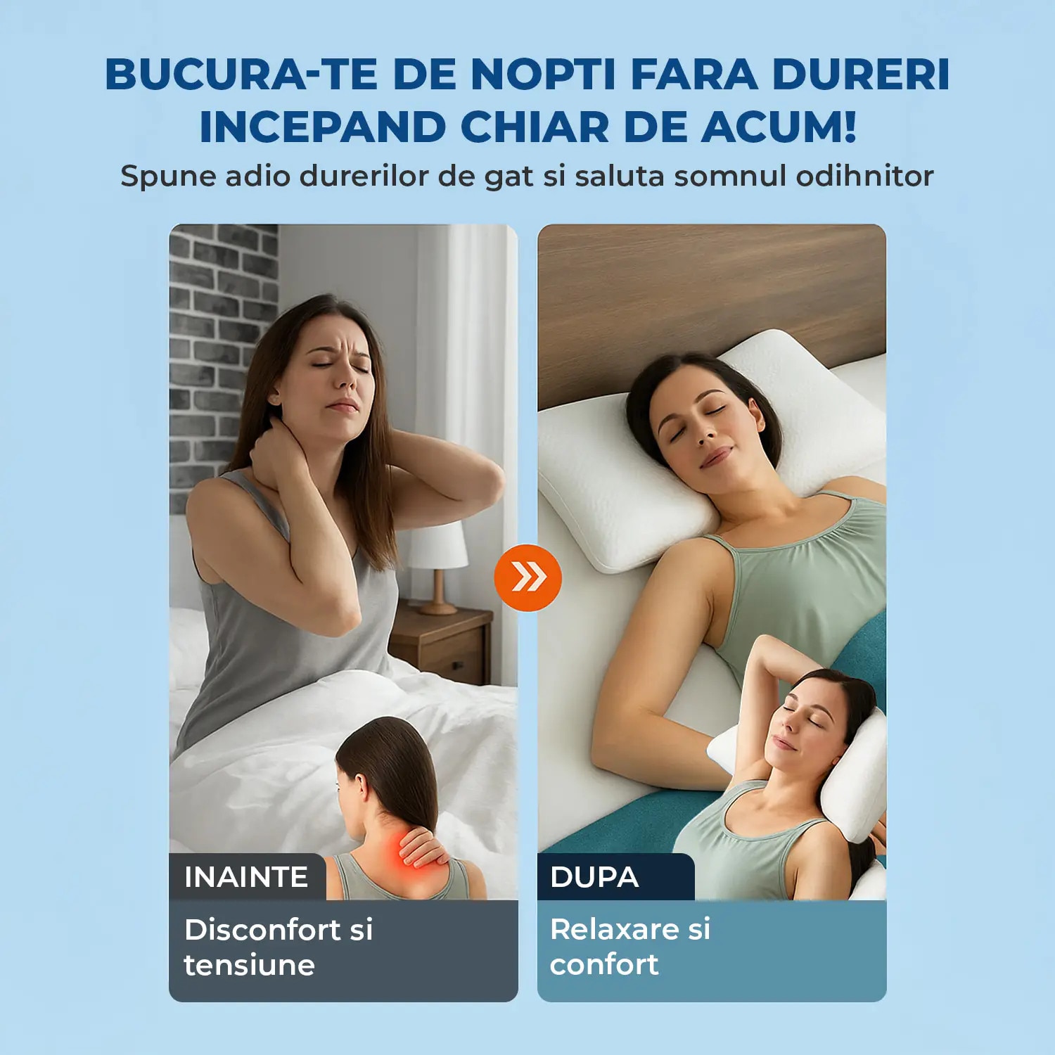Perna Ortopedica Elindor® Memory Foam Pillow, Suport Cervical Ergonomic ...