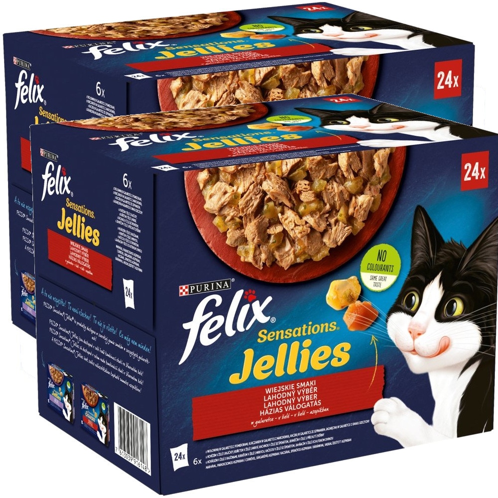 Felix Sensations Jellies Set hrana pentru pisici, 4,08kg (48x85g), vita ...