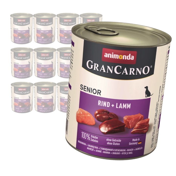 Hrana umeda pentru caini cu vita si miel Animonda GranCarno Senior ...
