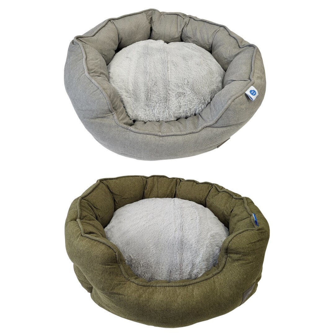 Culcus rotund pentru caini si pisici cu perna, Unizoo, verde, 56cm ...