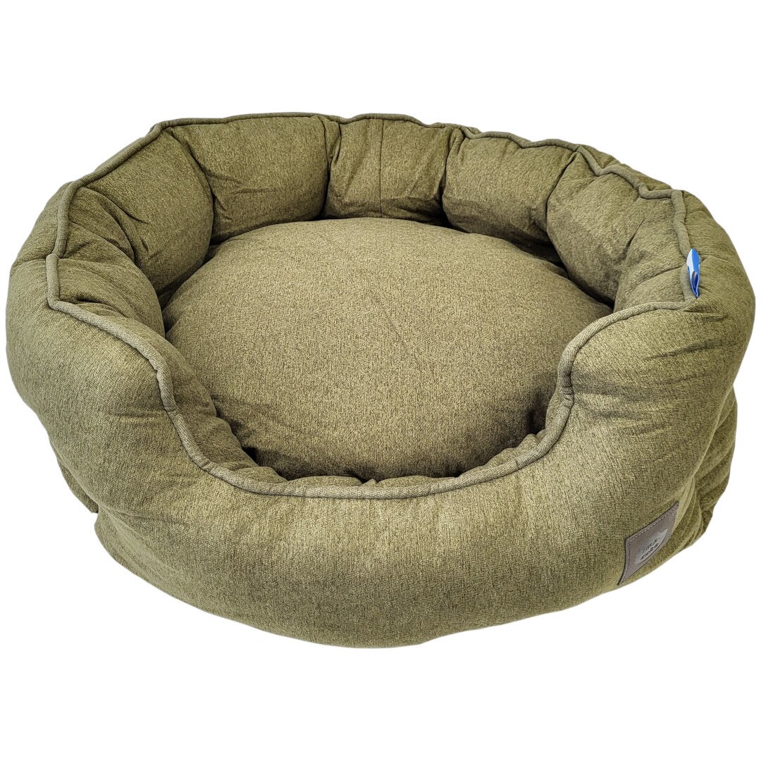 Culcus rotund pentru caini si pisici cu perna, Unizoo, verde, 56cm ...