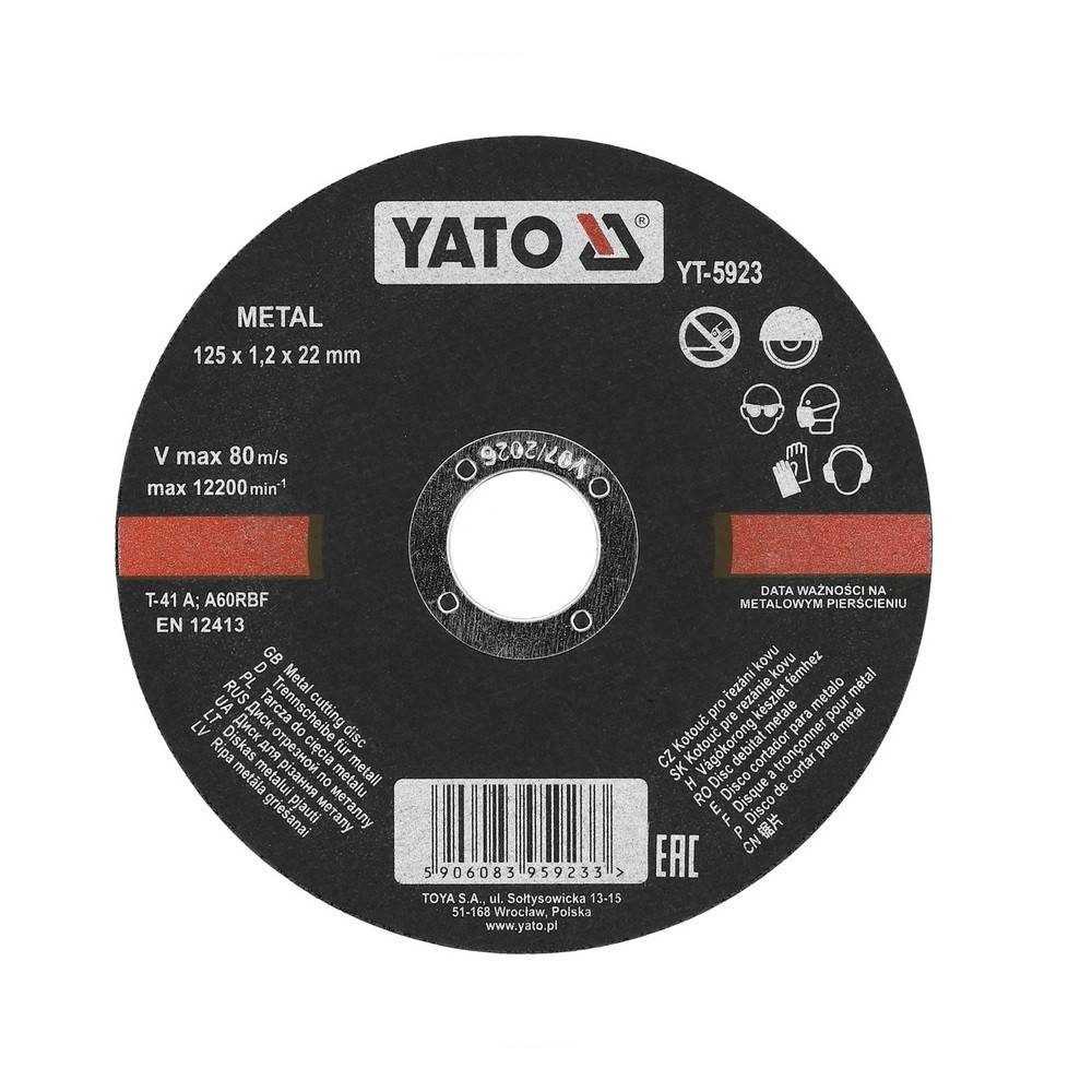 Disc de taiere metale Yato 125x1.2x22.2 mm, abraziv de înaltă calitate ...