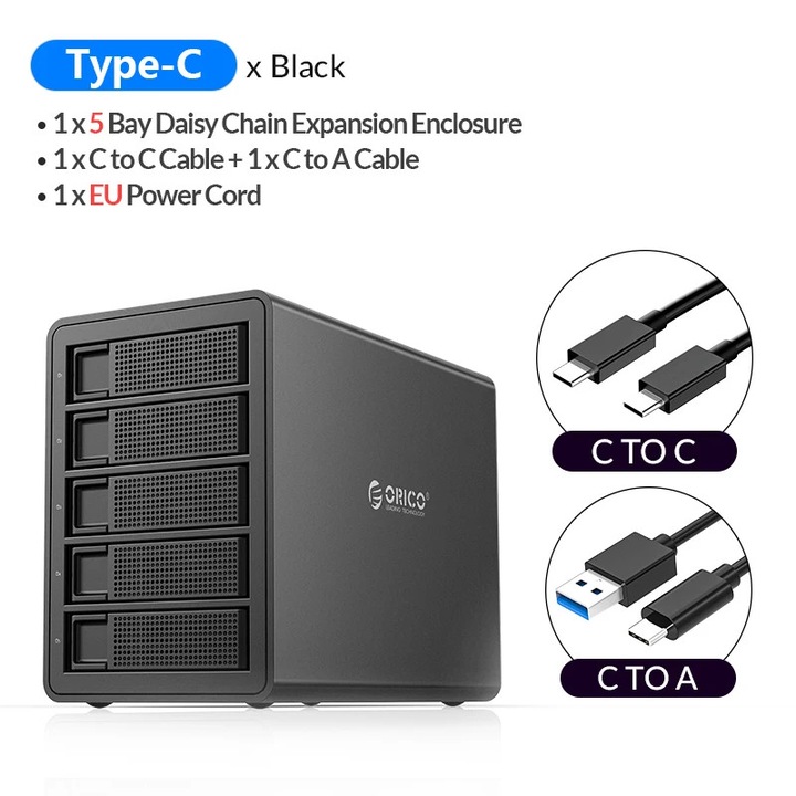 Statie de andocare, Orico, HDD Type-C, 5 sloturi, Viteza de transfer de ...