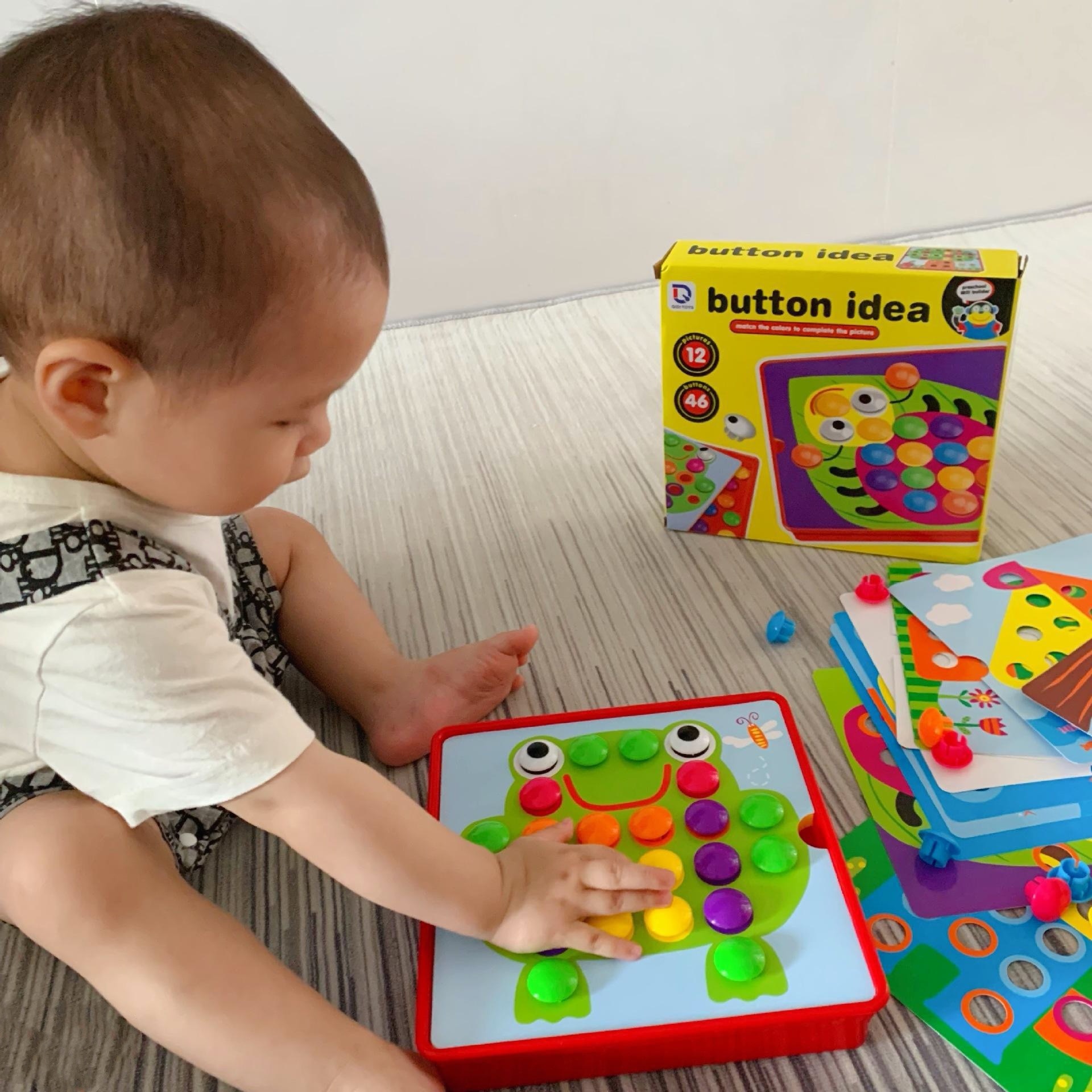 Jucarie educationala pentru copii 0-3 ani, Button Idea Joc, cu 46 ...