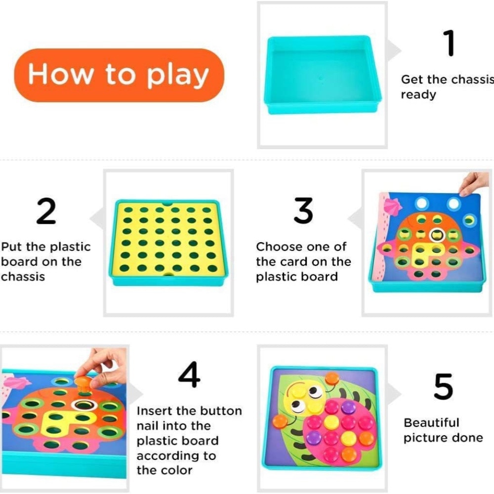 Jucarie educationala pentru copii 0-3 ani, Button Idea Joc, cu 46 ...