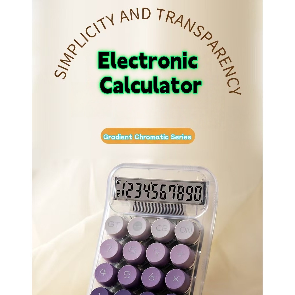 Calculator de birou cu tastatura mecanica, butoane circulare, LCD ...