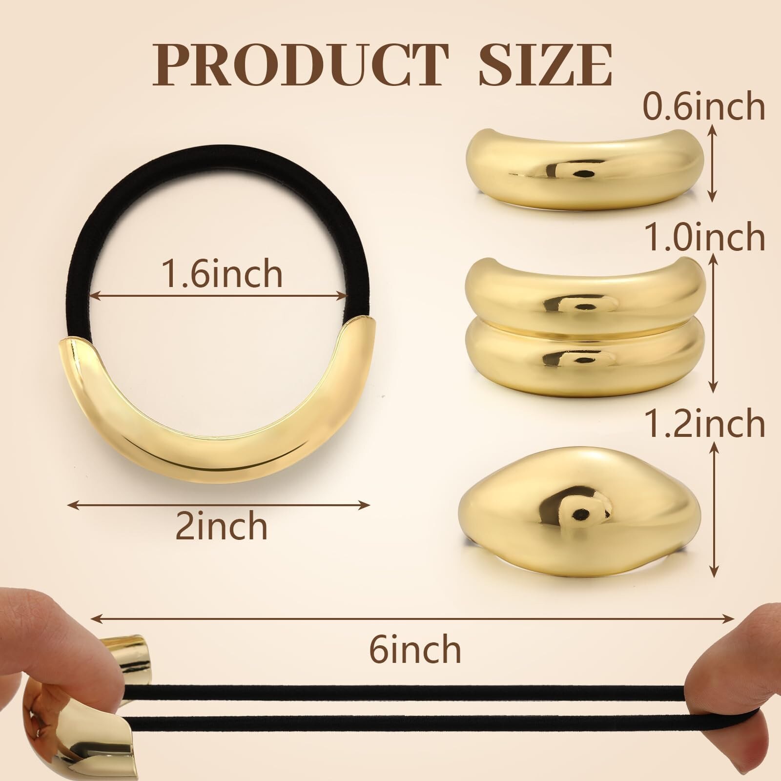 Set 3 Elastice de Par Auriu, Design Geometric Elegant, Accesorii pentru ...