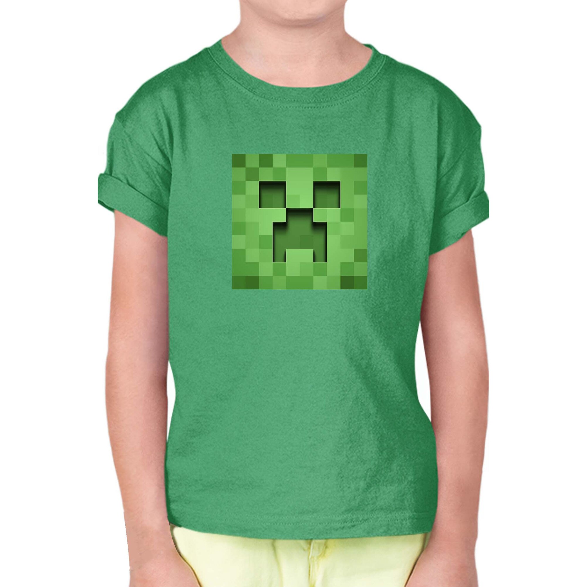 Gyerek rövid ujjú póló Minecraft OPT Creeper Head, Zöld, 128 CM (7-8 ...