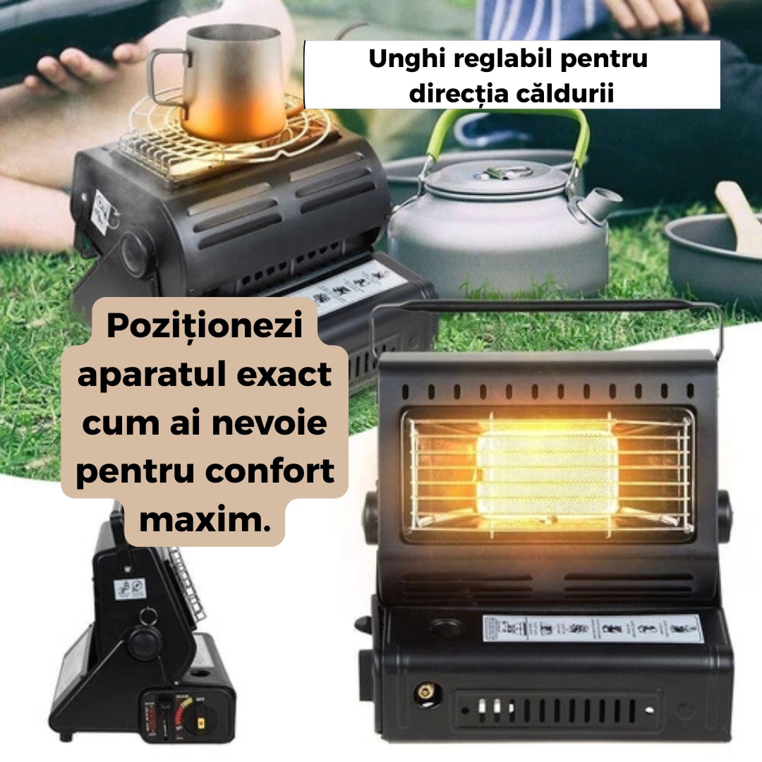 Incalzitor Portabil pe Gaz 2-in-1 cu Functie de Aragaz, Putere 1.5 kW ...