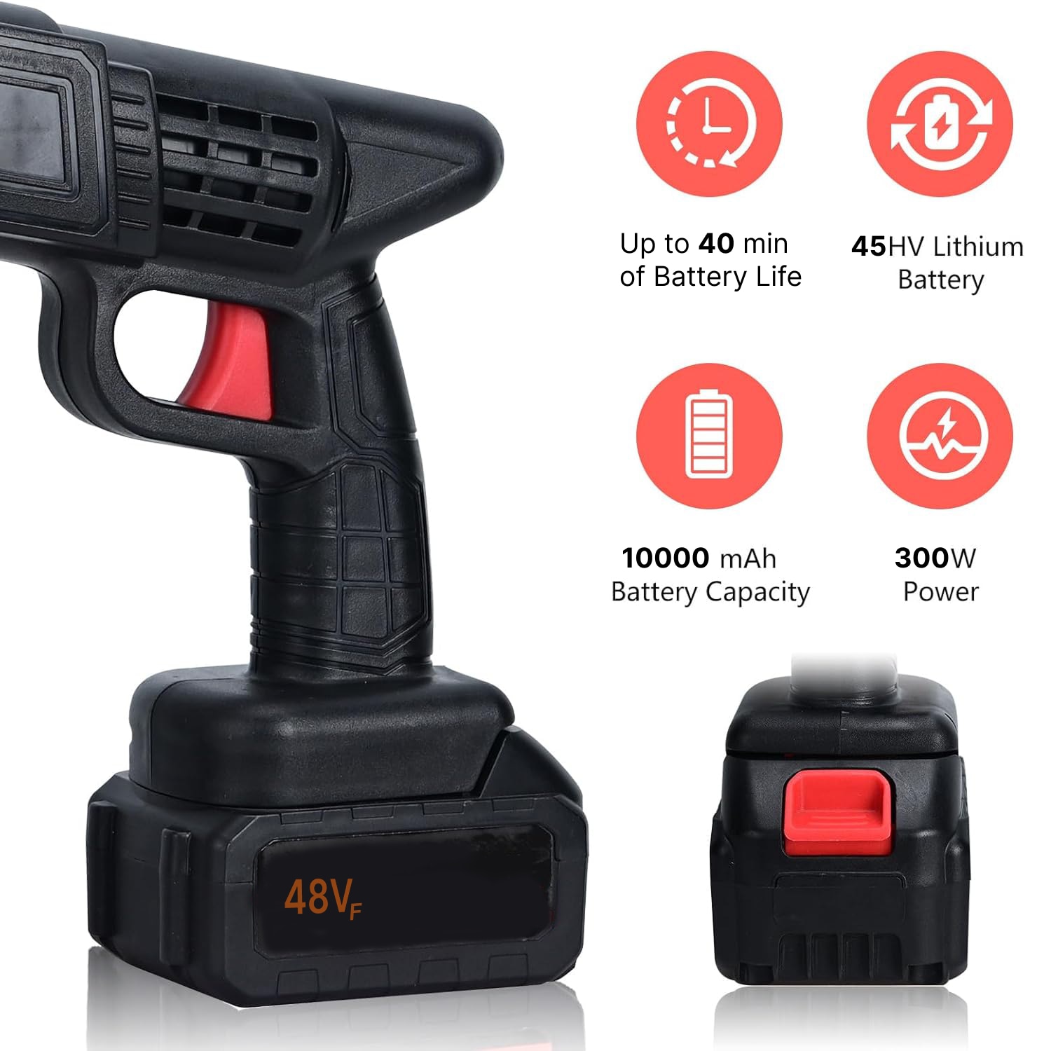 Pistol de Spalat cu Presiune, Portabila, fara Fir, cu 2 Acumulatori 48V ...