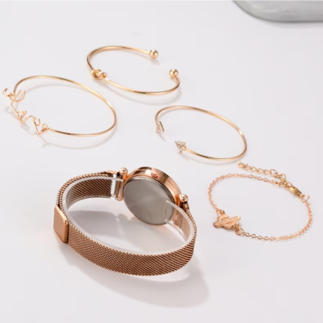 Ceas dama casual cu bratara magnetica si set de bratari - eMAG.ro