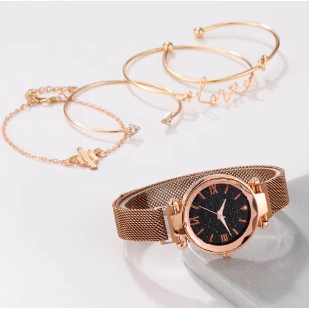 Ceas dama casual cu bratara magnetica si set de bratari - eMAG.ro