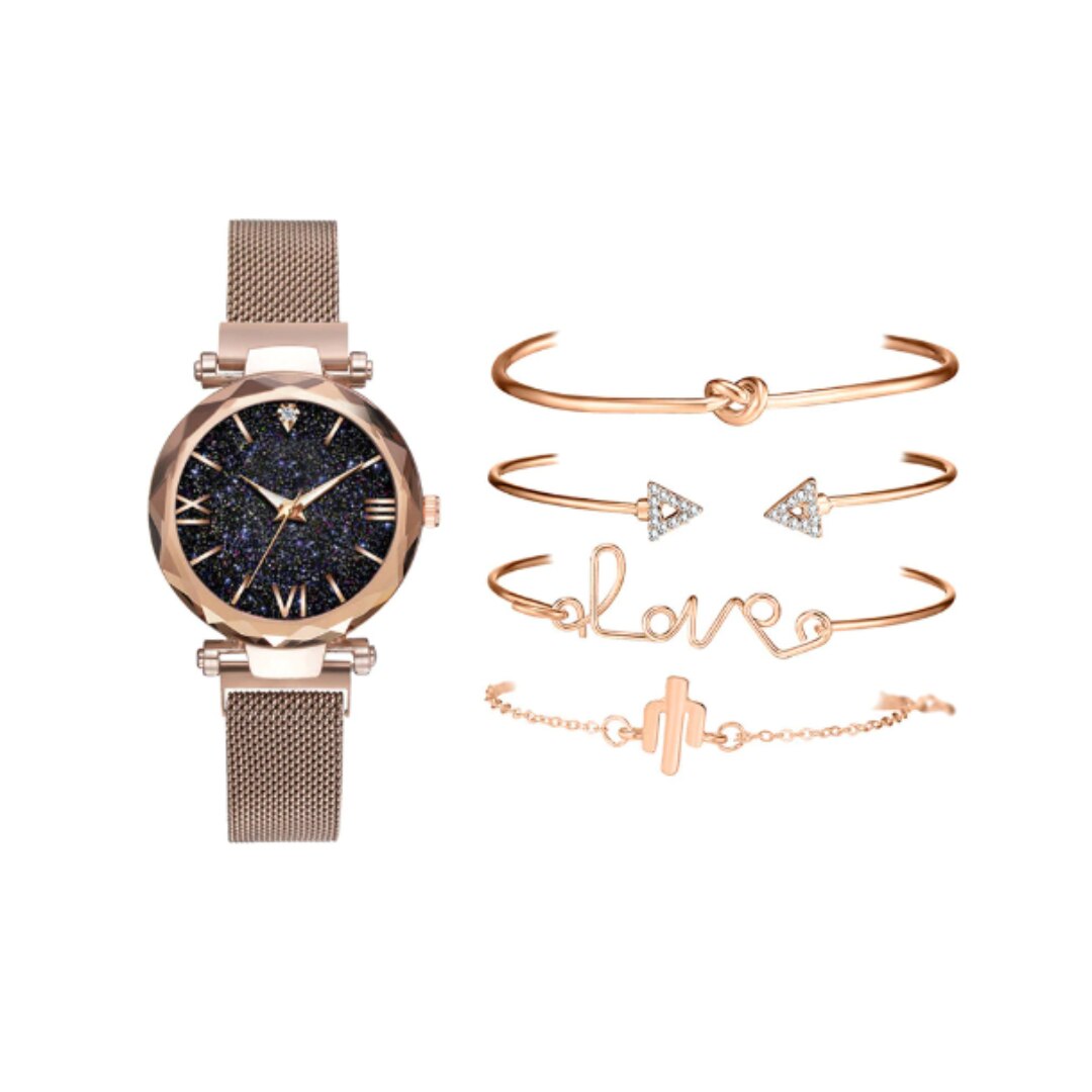 Ceas dama casual cu bratara magnetica si set de bratari - eMAG.ro