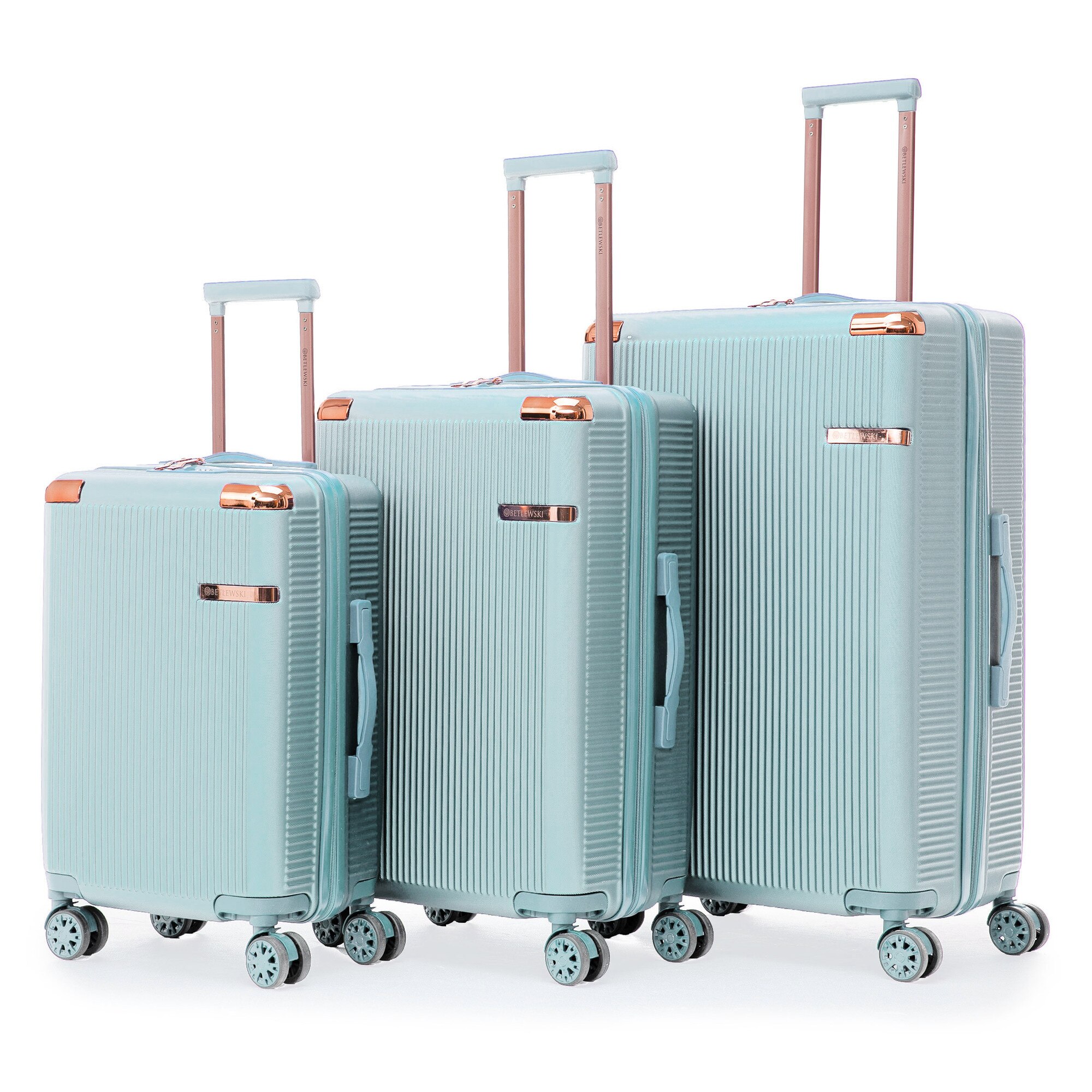 Set 3 trolere turcoaz NEBULA, 4 roti, material ABS - eMAG.ro