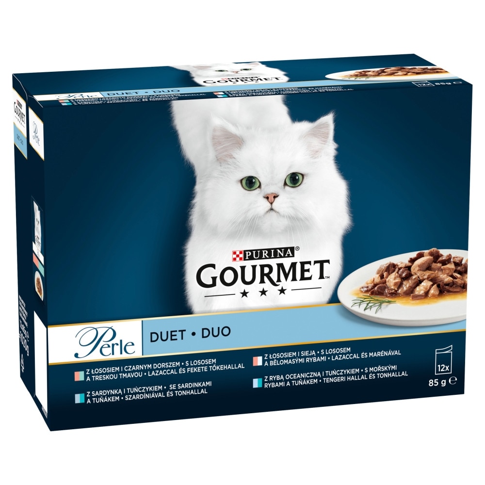 Purina Gourmet Perle Duet Set 48x85g, cu somon, cod, sardina, ton ...