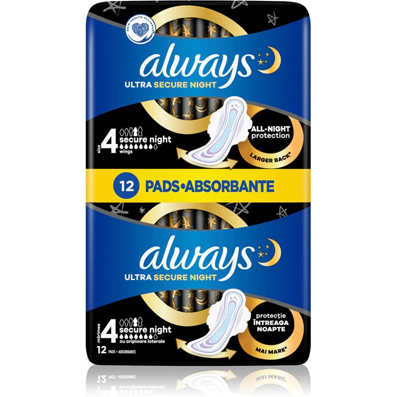 Absorbante Always Ultra Night, set 48 buc, 12 buc x 2 pac, poliester ...