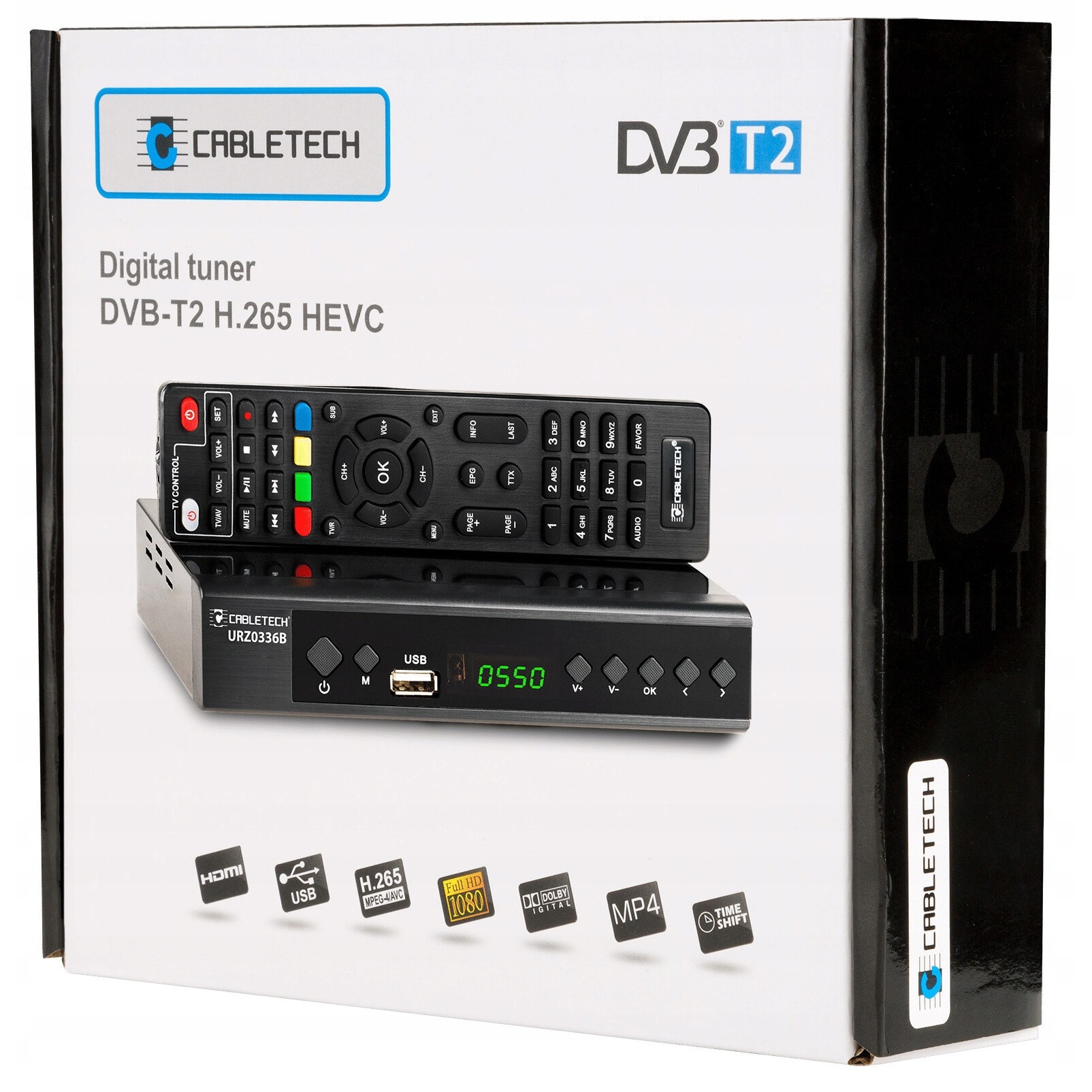 Decodor TV Cabletech, DVB-T2 H.265 HEVC, 7 butoane, metalic, negru ...