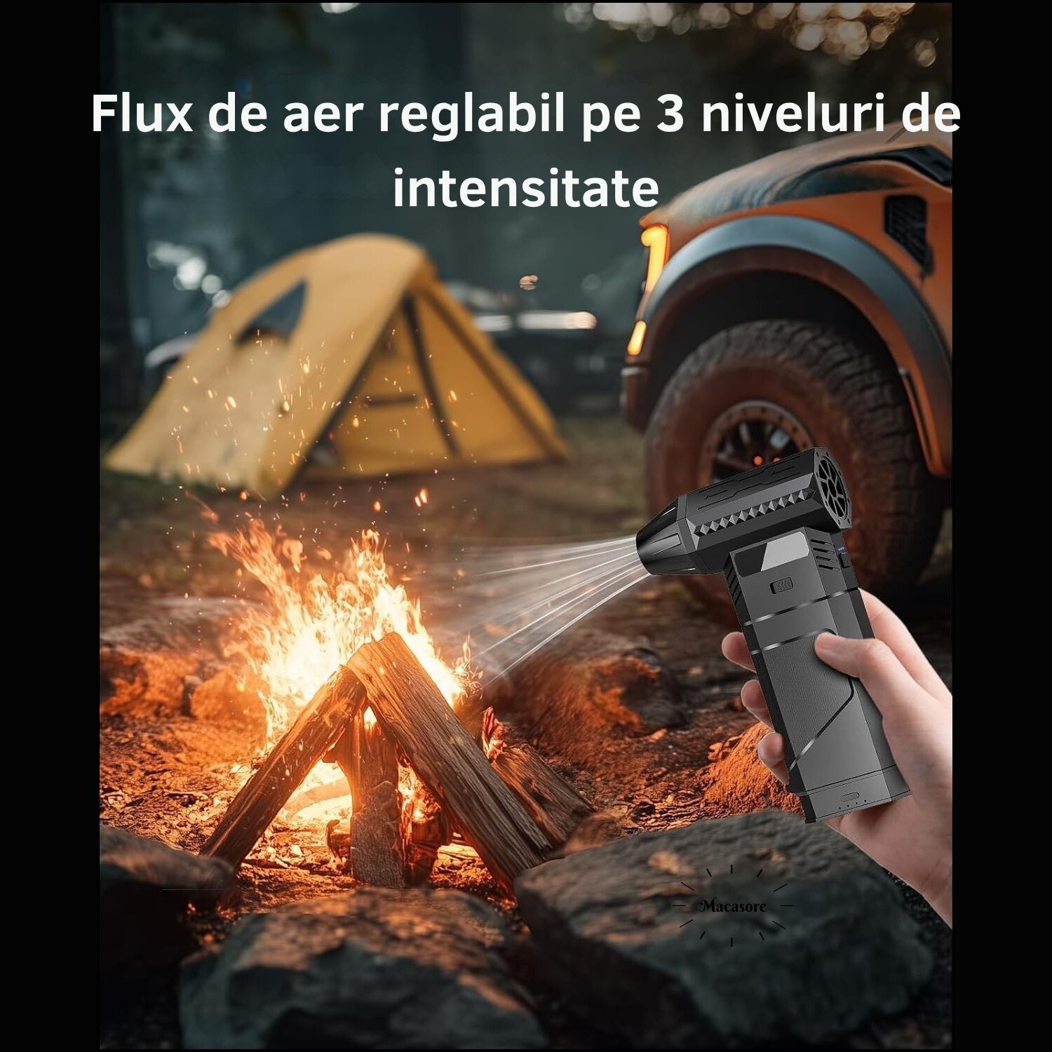 Suflanta de Aer MACASORE F3 cu 2 Baterii Detasabile Tip Magazie, Flux ...