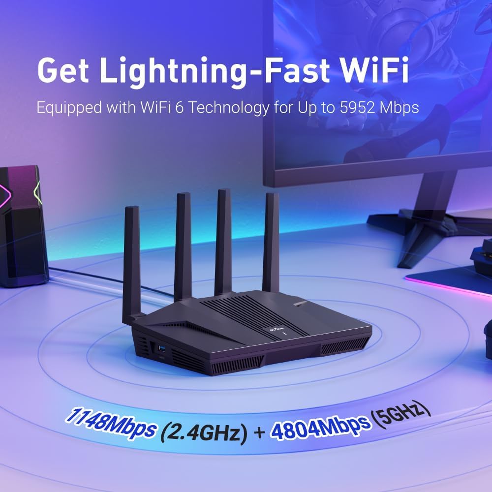 Router Wireless de gaming, Dual Band, 2 porturi 2.5G Multi-Gig, 1 port ...