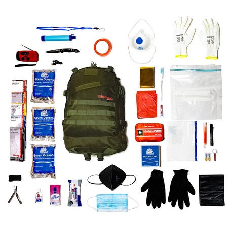 Rucsac de urgenta complet echipat pentru 72 ore, Lifebag Plus, verde ...