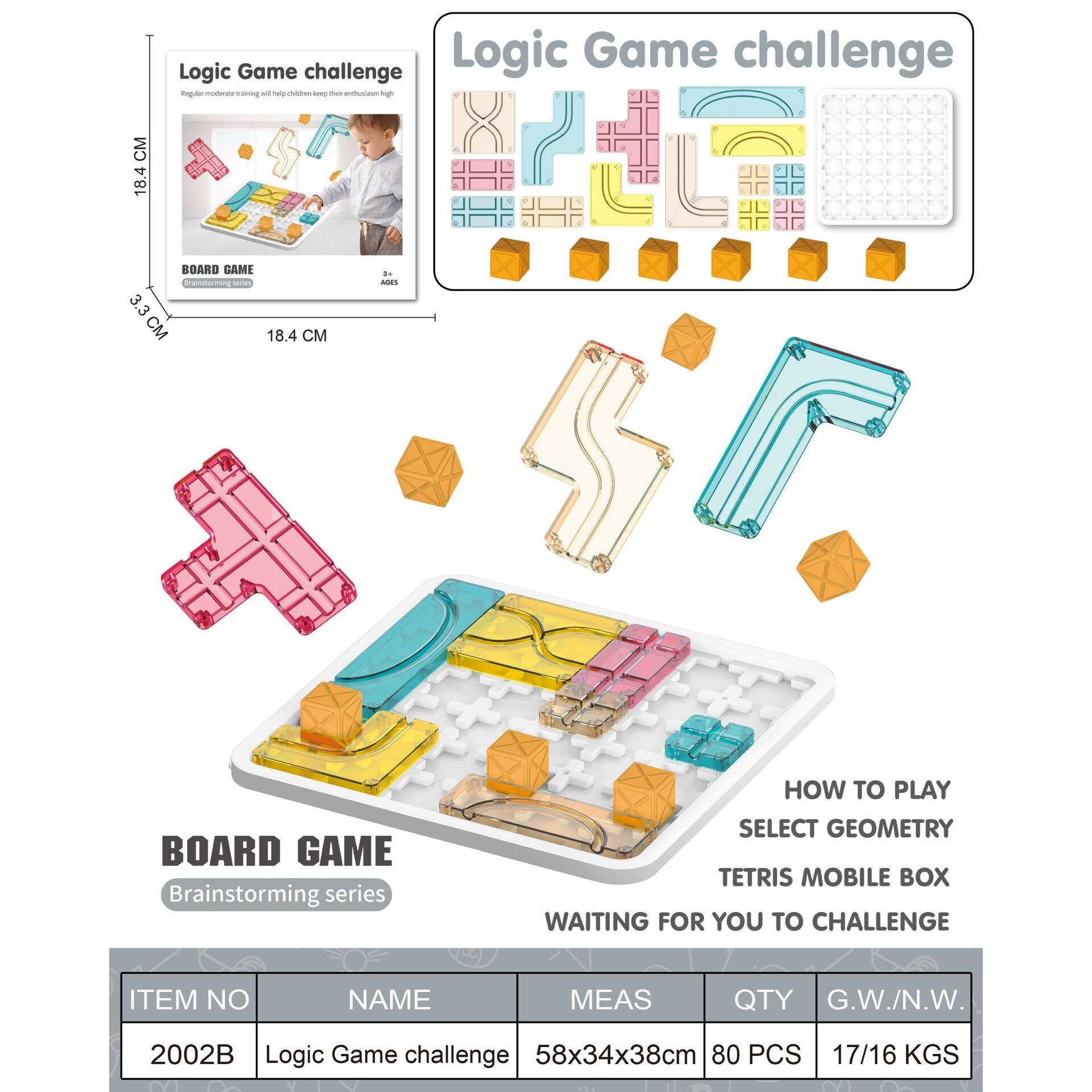 Jocuri logice, masa pentru educatia timpurie a copiilor, provocare cu blocuri de constructie ...