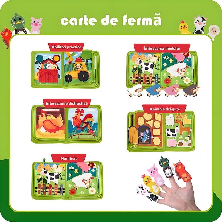 Jucarie interactiva Montessori 20-IN-1, Busy Board Ferma, Pawlisor ...