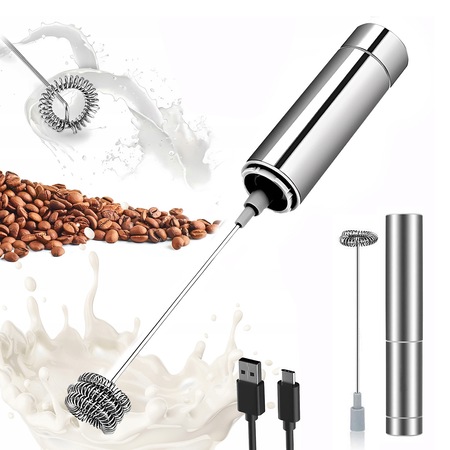 Mixer spuma lapte, BYONDSELF®, 19000 rpm, cu 2 teluri, otel inoxidabil ...