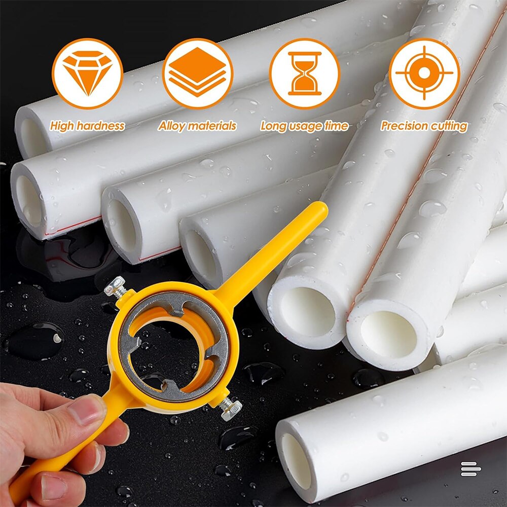 Kit de filetare din 6 piese cu 3 duze (1/2„, 3/4”, 1"); maner ergonomic ...