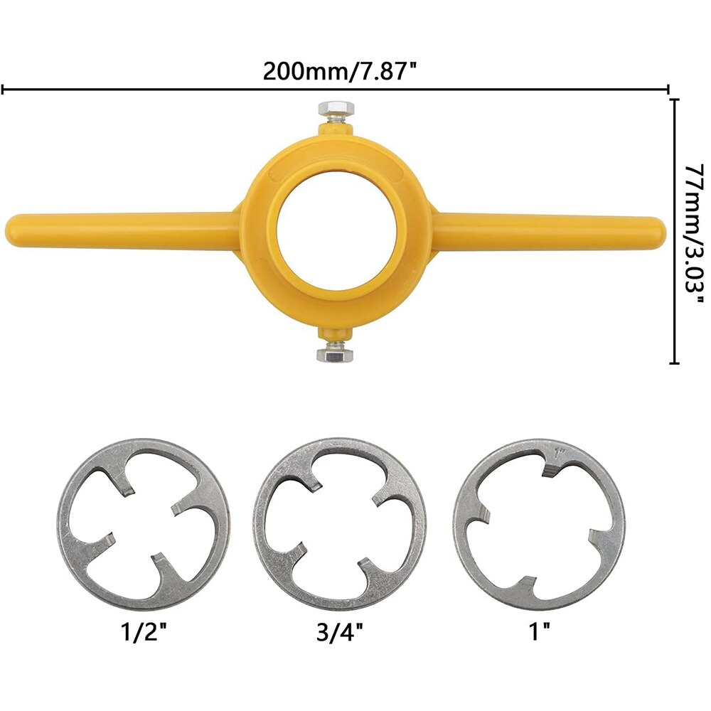 Kit de filetare din 6 piese cu 3 duze (1/2„, 3/4”, 1"); maner ergonomic ...