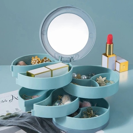 Cutie bijuterii, multi-strat, albastra, 10x10cm - eMAG.ro