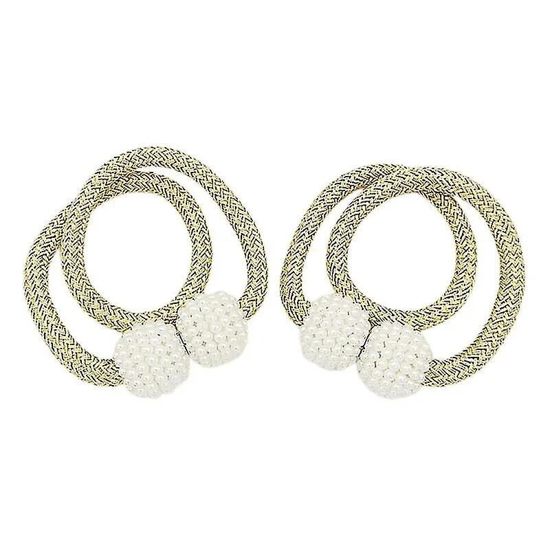 Curele pentru perdele, 2 bucati, design cu perle, aurii, accesorii ...