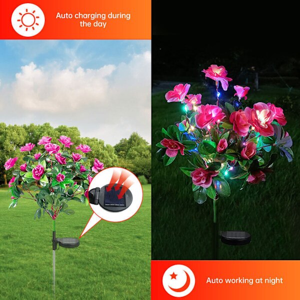 Lampi solare, 42 LED, flori de azalee, rezistente la apa, set decorativ ...