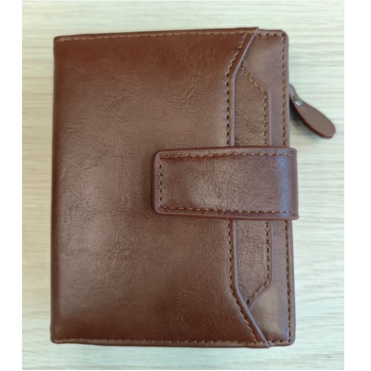 Portofel din piele, Charmorah, Maro, 12x10x2cm - eMAG.ro